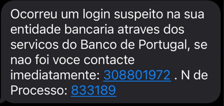 Alerta para SMS “login suspeito” | Millennium bcp